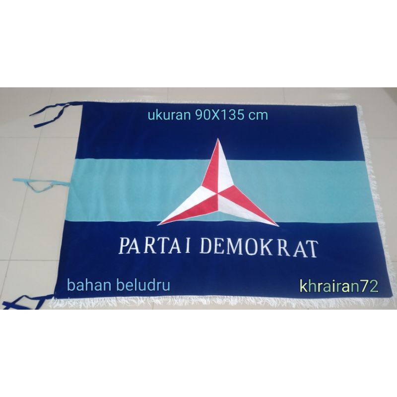 Jual bendera pataka partai demokrat bolak balik ukuran 90 cm x 135 cm ...