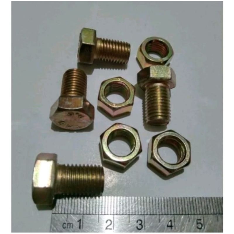 Jual BAUT + MUR KUNING BMK M10 X 15 MM ( KUNCI 14 ) | Shopee Indonesia