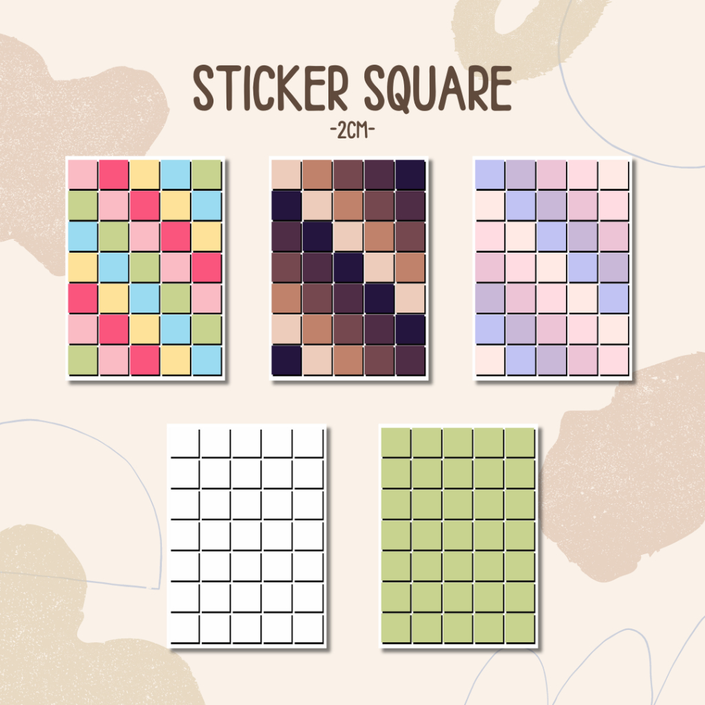 Jual Sticker stiker kotak warna warni 2cm / Sticker basic square ...