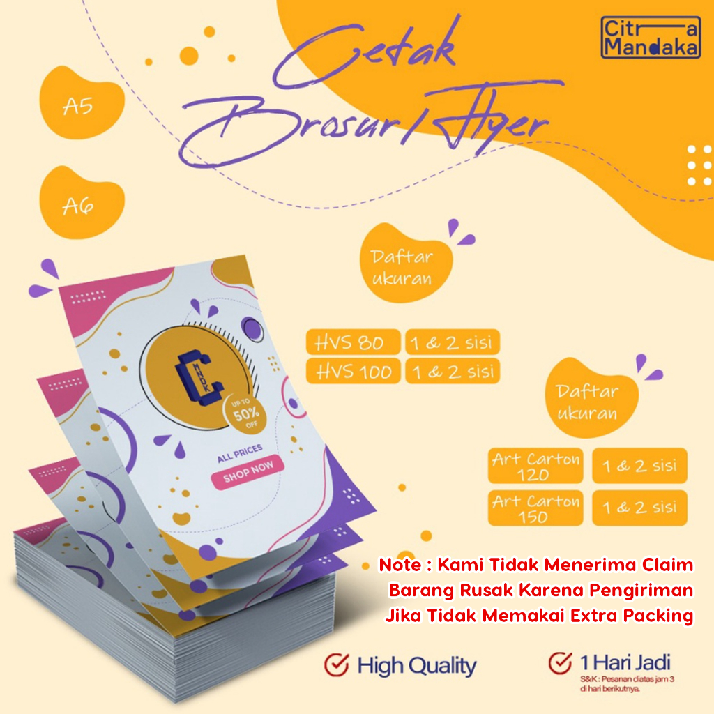 Jual Brosur Custom Print Flyer Promosi A5 | A6 | Shopee Indonesia