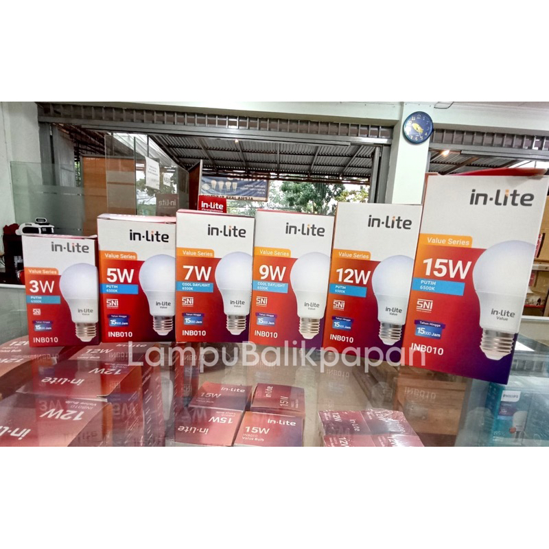 Jual Lampu LED Bulb merek Inlite warna putih / 6500k INB010 | Shopee Indonesia