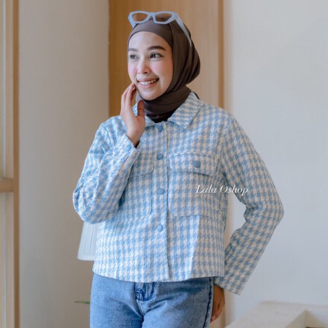 Jual Ellery Cardigan Tweed Premium | Cardigan Korea Casual outer ...