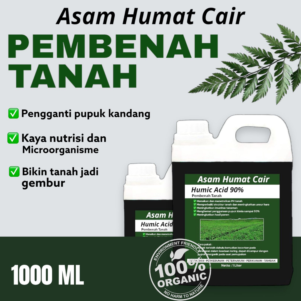 Jual Asam humat cair plus | Asam Humat 90% | Humic Acid 1 Liter Pupuk Pembenah Tanah Organik ...
