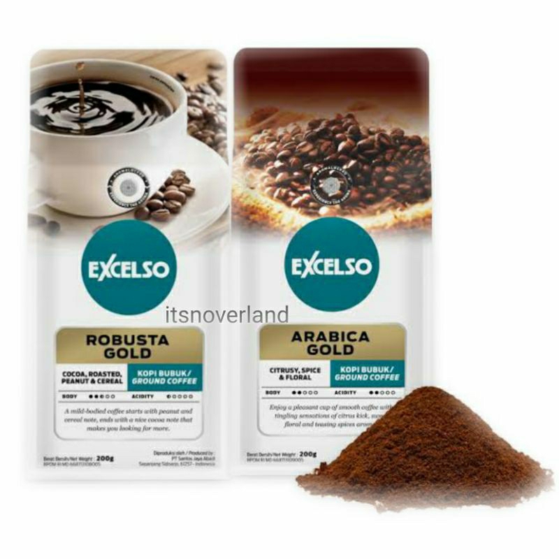 Jual EXCELSO Kopi Robusta / Arabica Gold bubuk 100 - 200 gr | Shopee ...
