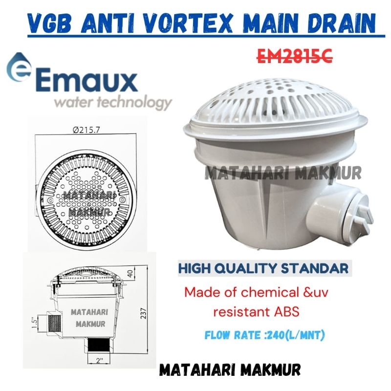 Jual MAINDRAIN ANTI VORTEX VGB EM2815C | Shopee Indonesia