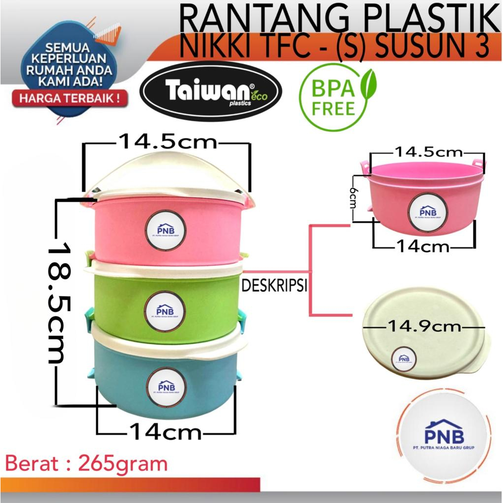 Jual Rantang Makanan Bulat - Rantang Susun 3 TAIWAN (S) | Shopee Indonesia