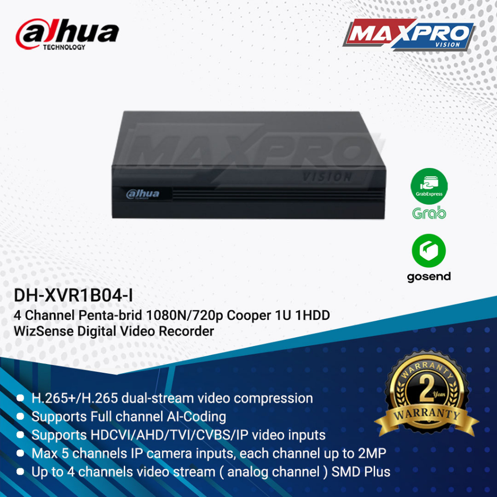 Jual DH-XVR1B04-I - DAHUA DVR 4CH 1 SLOT HDD SUPPORT AUDIO | Shopee ...