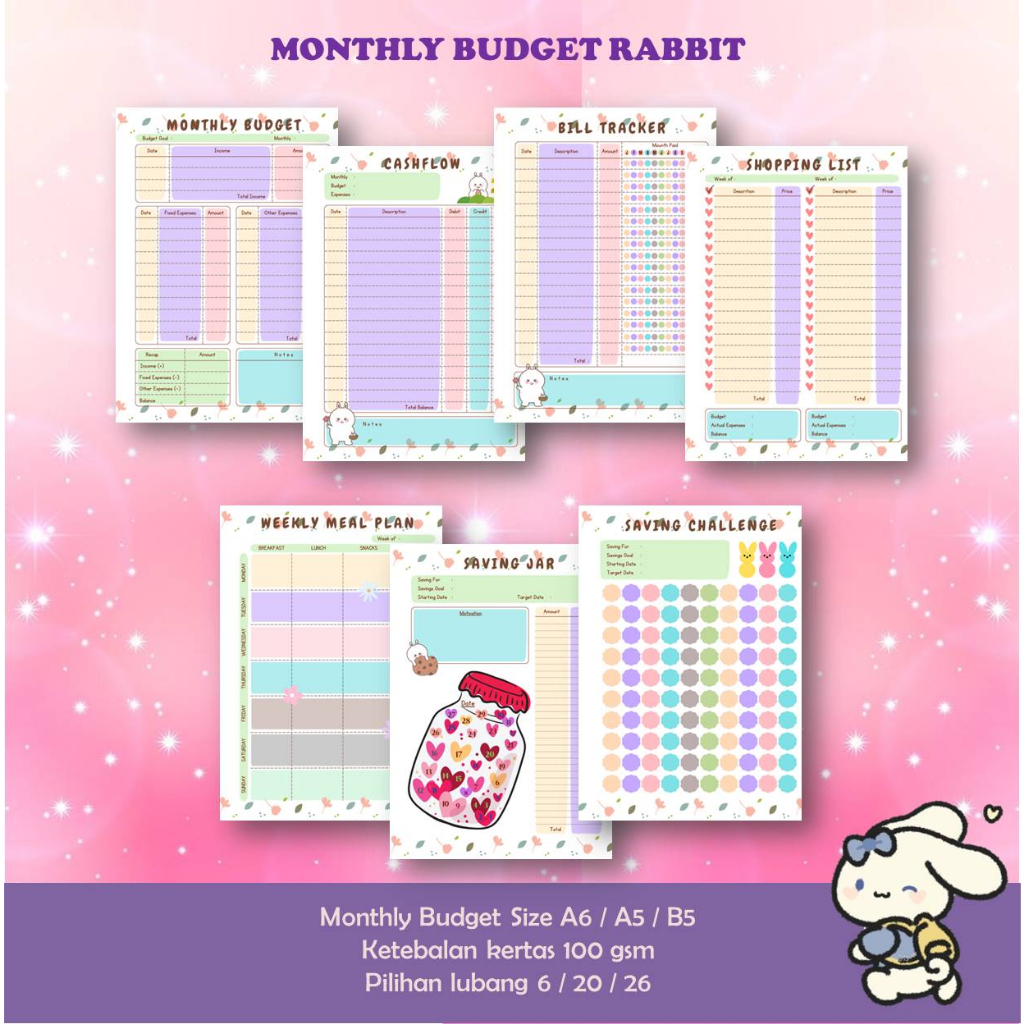 Jual MONTHLY BUDGET Rabbit PLANNER CATATAN KEUANGAN CASHFLOW ...