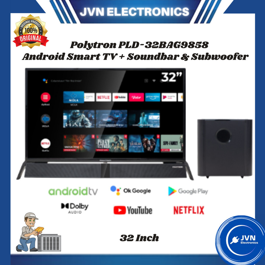 Jual Polytron PLD-32BAG9858 32 Inch Android Smart TV + Soundbar & Subwoofer | Shopee Indonesia