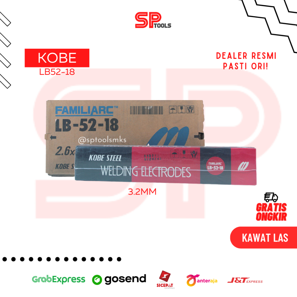 Jual KAWAT LAS KOBE LB52-18 / LB 52-18 / 5KG 3.2MM AWS E7018 KOBE STEEL ...
