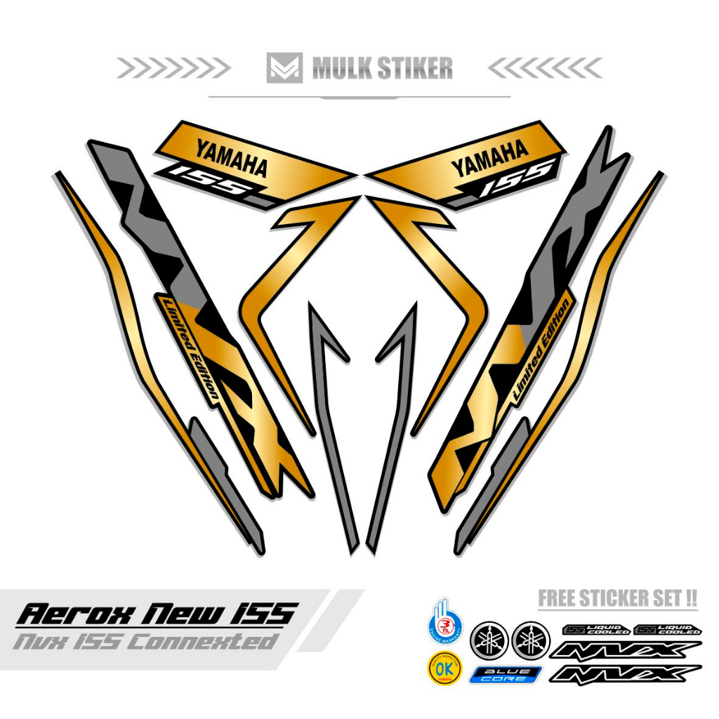 Jual STRIPING AEROX 155 NEW CONNECTED MOTIF 39 / COMBO COLOR / DASAR ...