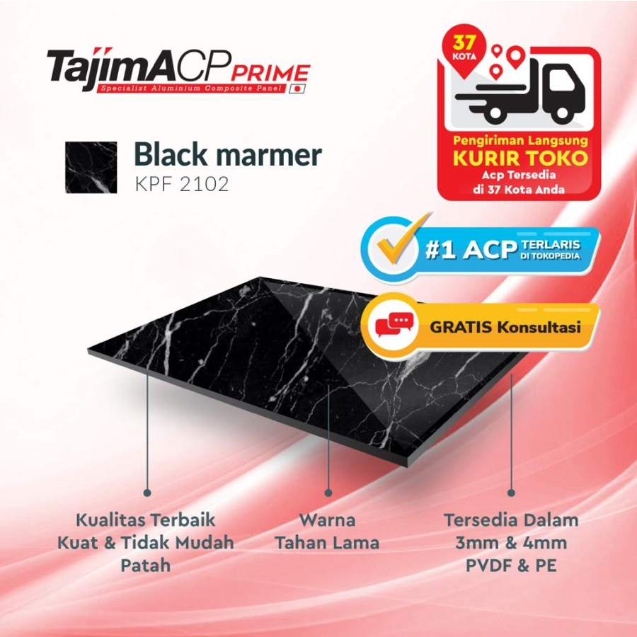 Jual ( Free Kurir Toko ) ACP TAJIMA Black Marmer 3mm Indoor Aluminium ...