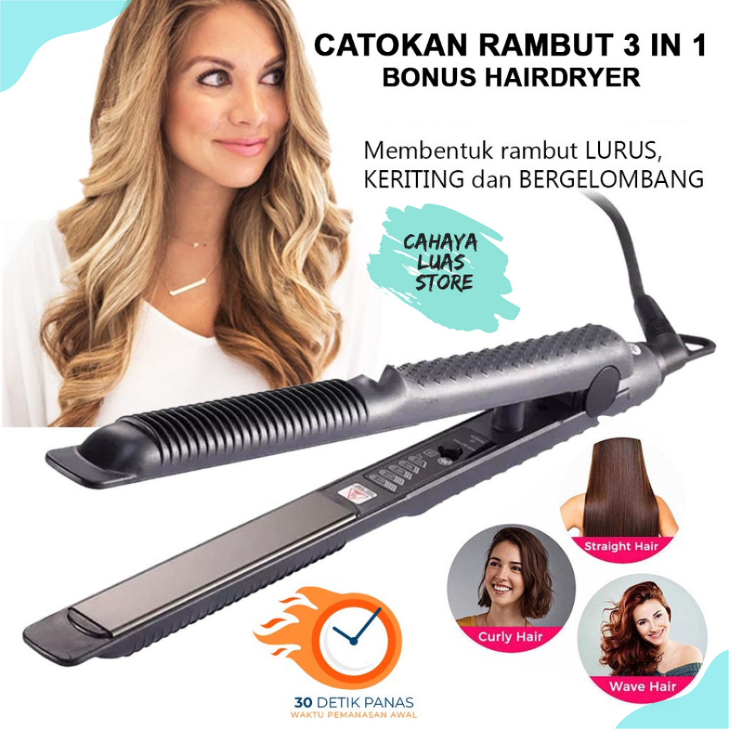 Jual CL Catokan Rambut 3in1 Mutifungsi Catok Rambut Lurus Wave ...