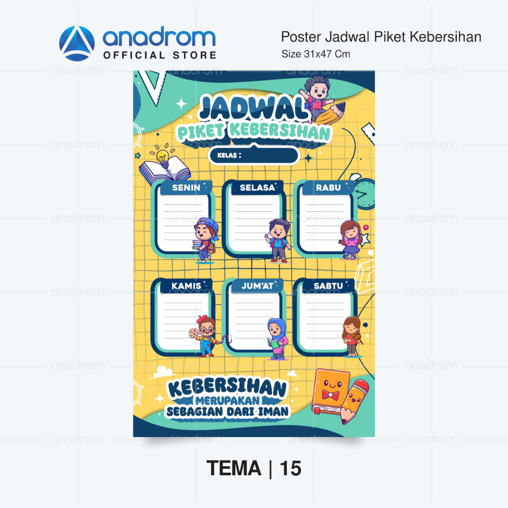 Jual Poster Jadwal Piket Kebersihan Kelas | Poster Piket Kelas | Poster ...