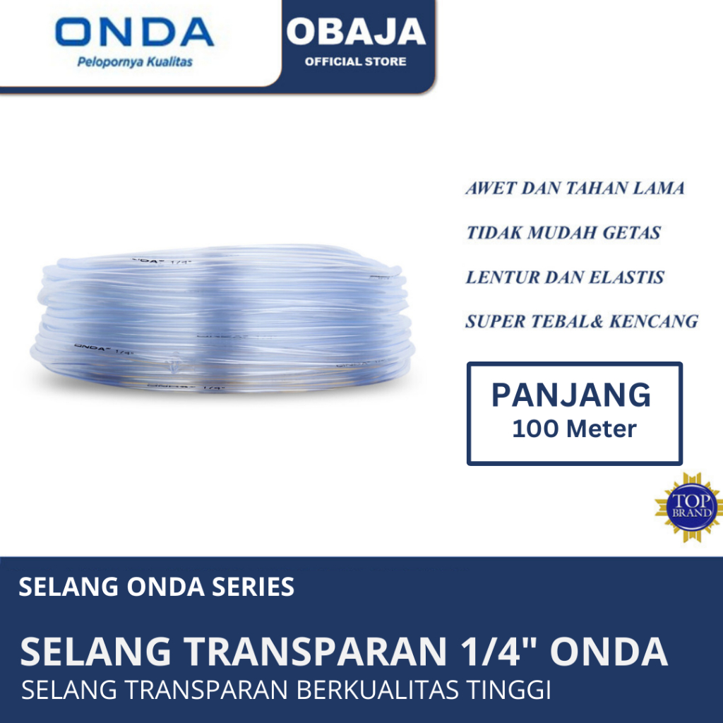 Jual Onda Selang Air TRANSPARAN 1/4"/SelangTRANSPARAN 1/4" 100 M Onda ...