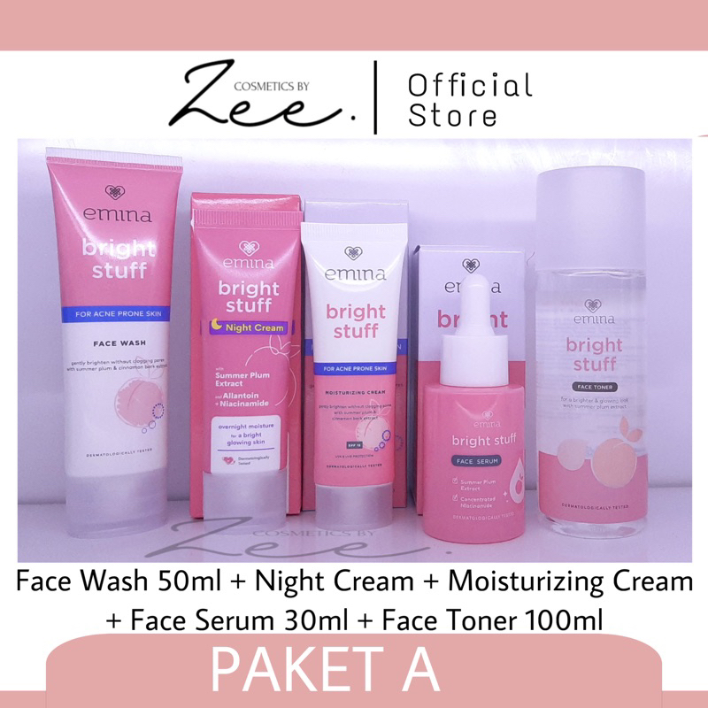Jual Emina Bright Stuff For Acne Prone Skin Series | Paket Lengkap ...