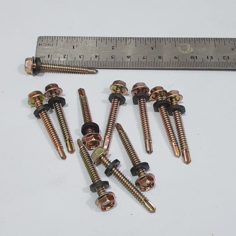 Jual (10pcs) baut roofing 12x40 sekrup baja ringan , atap , taso ...