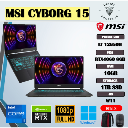 Jual MSI CYBORG 15 I7 12650H RTX4060 8GB/ 32GB 1TB 15.6FHD IPS 144HZ BLIT | Shopee Indonesia