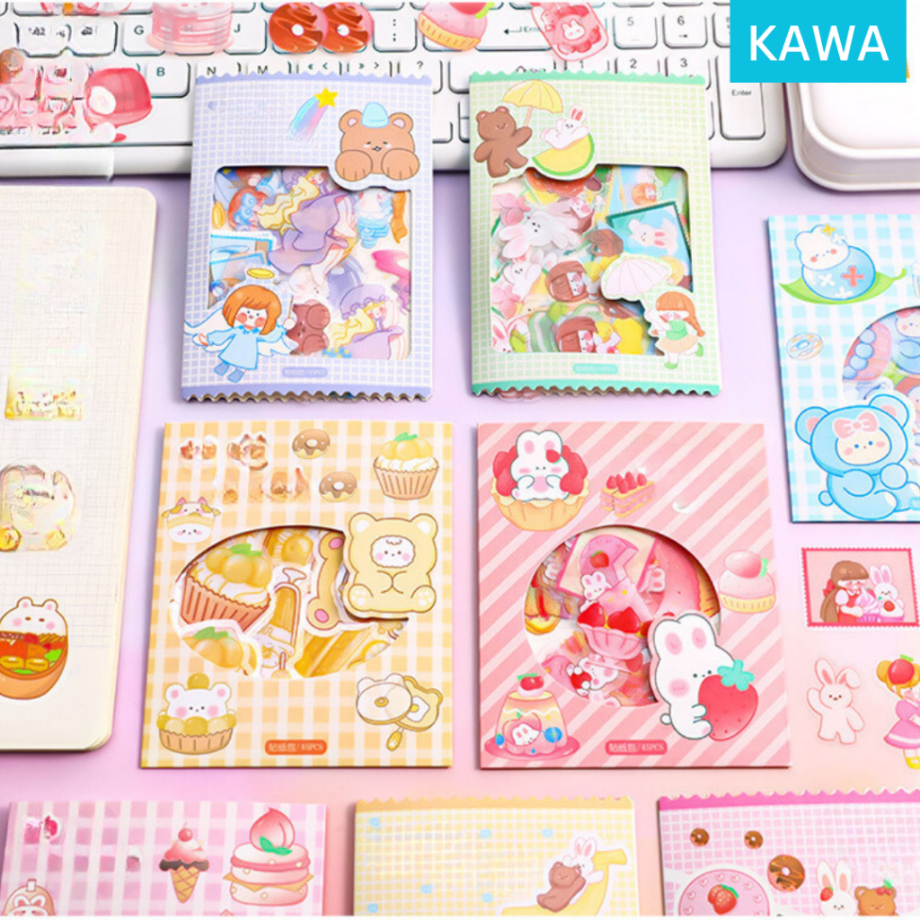 Jual KAWA Stiker Set 45 Pcs Lucu Imut Estetik Sticker Diary Cute ...