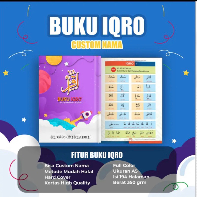 Jual iqro milenial kids custom nama | Shopee Indonesia