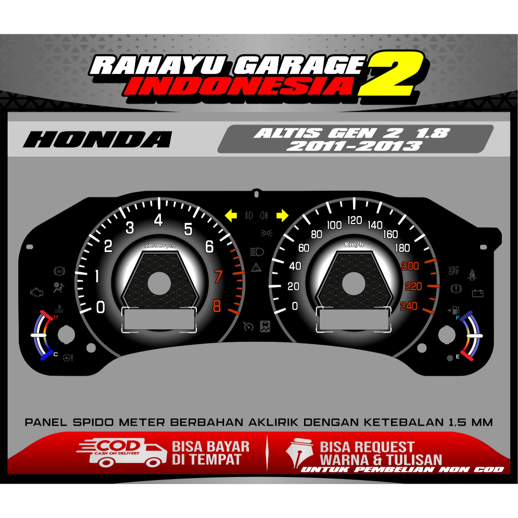 Jual papan speedometer custom altis gen 2 panel spido meter custom ...