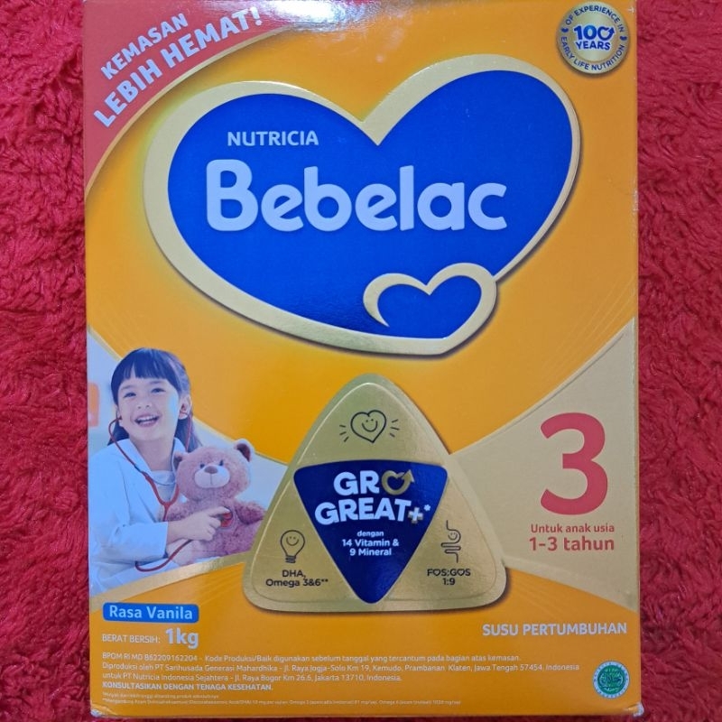 Jual Bebelac 3 vanila susu pertumbuhan bubuk 1000 gr 1 kg | Shopee ...