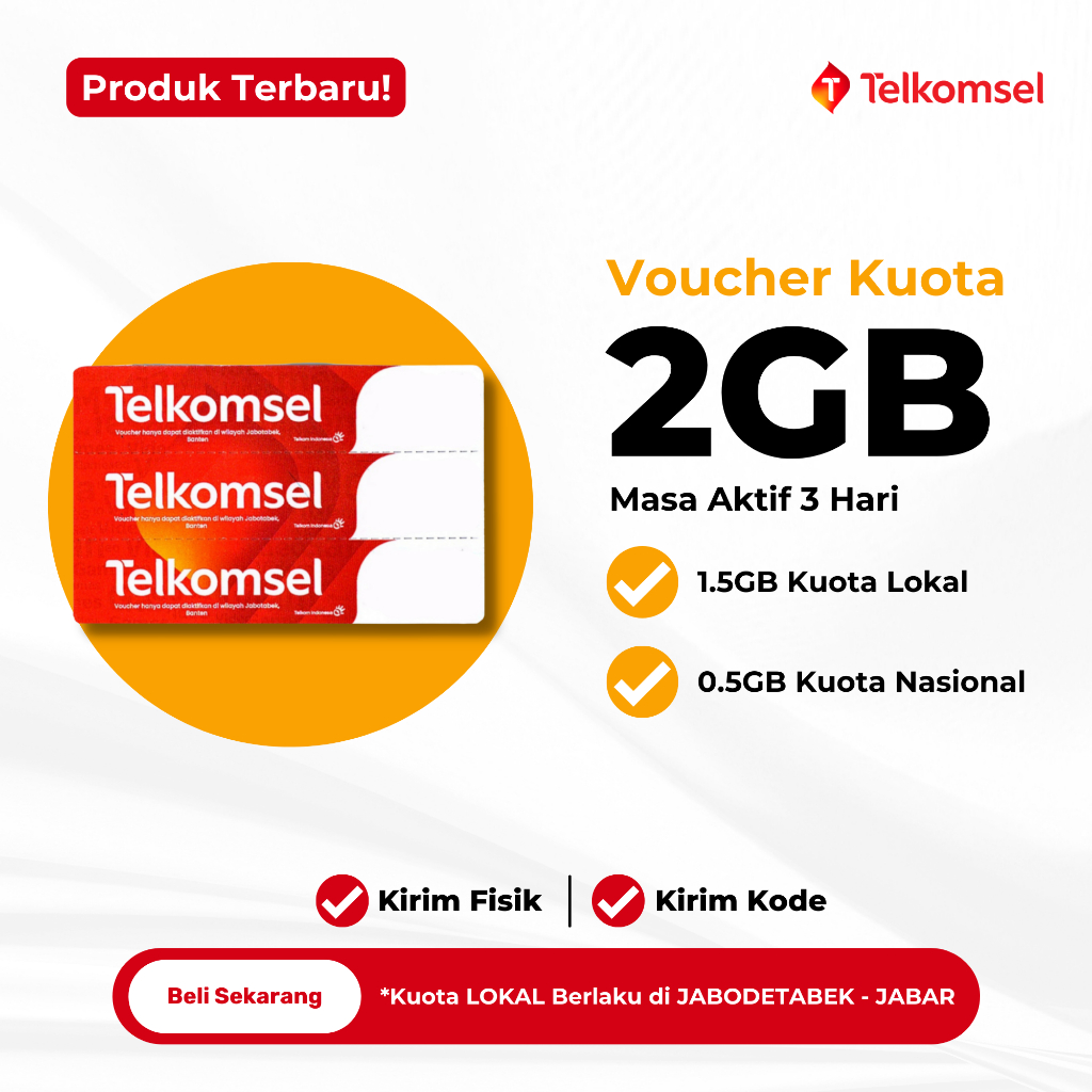 Jual Voucher Kuota Telkomsel 2GB Masa Aktif 3 Hari Full 24 JAM JABAR-JAKARTA-BOGOR | Shopee ...