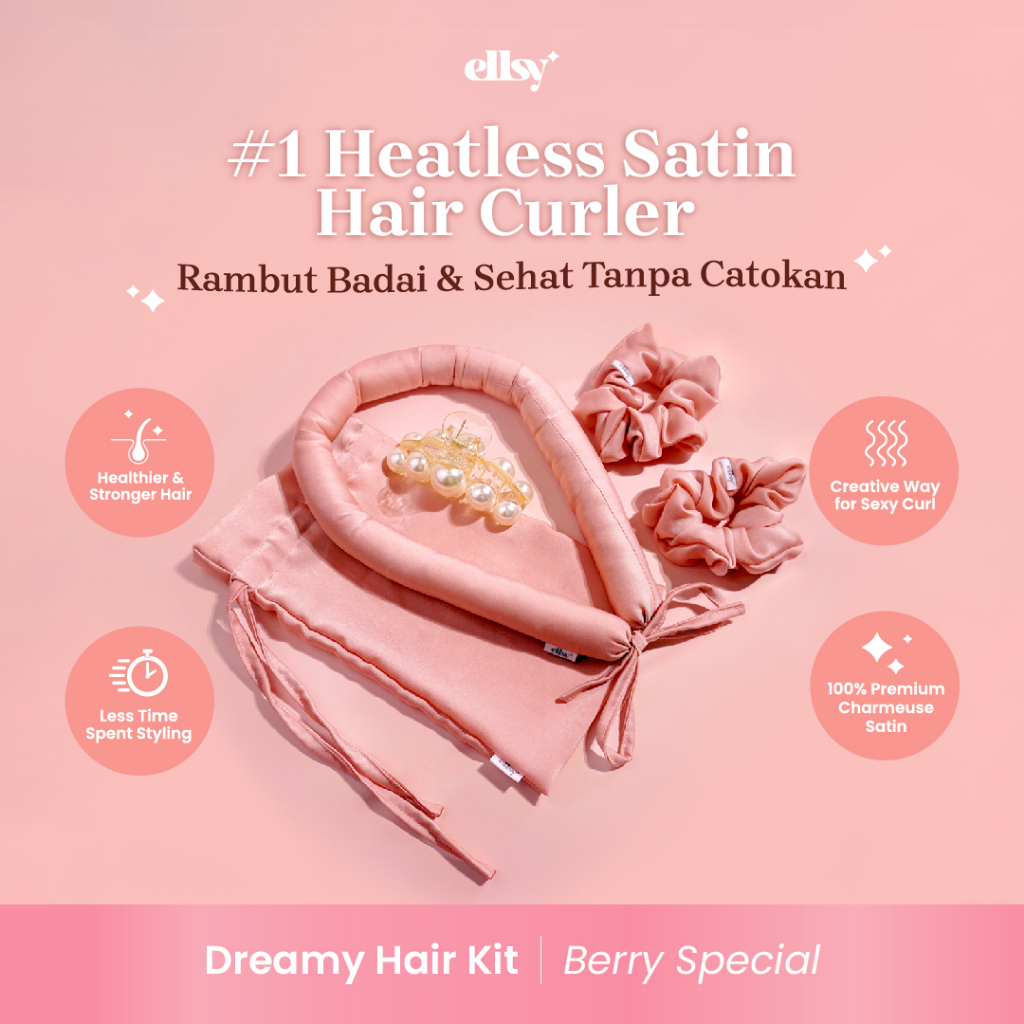 Jual Dreamy Hair Kit in Berry Special [Heatless Satin Hair Curls ...