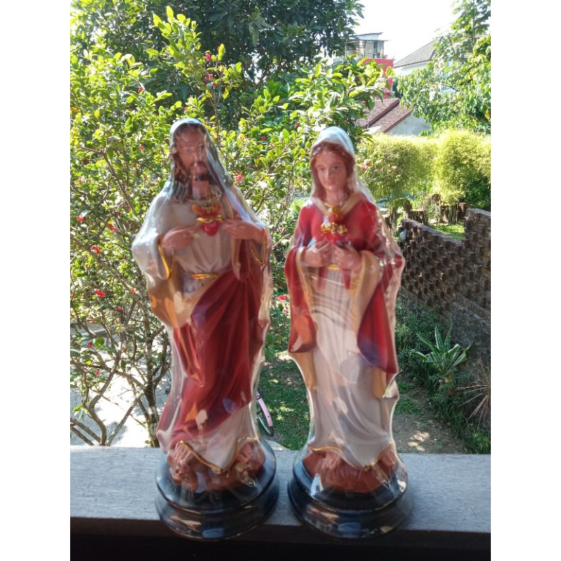 Jual Patung Hati Kudus Yesus dan atau Maria Hati Kudus Biru, Merah ...