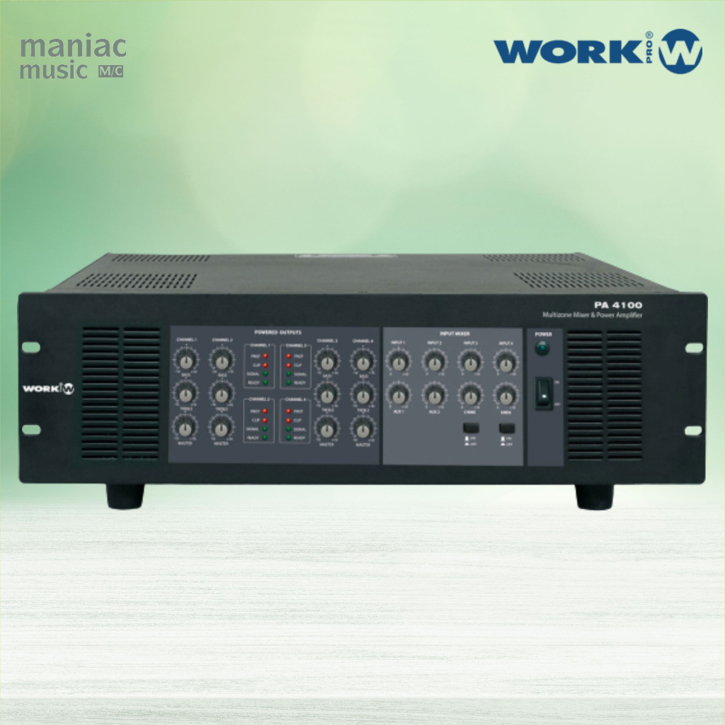 Jual WorkPro PA 4100 - Amplifier. Instalasi Sound. 4 Output. 2 Aux ...