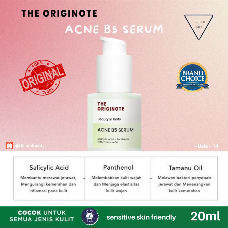 Jual [New] The Originote Acne B5 Serum with Salicylic Acid Panthenol ...