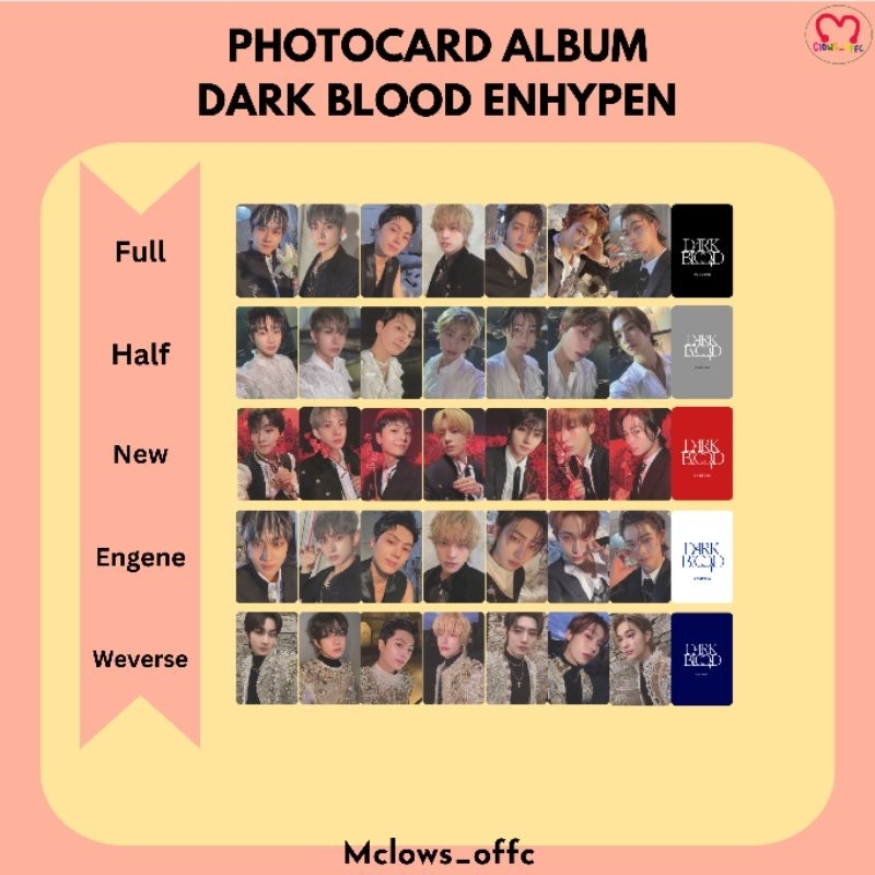 Jual Photocard Enhypen - Full Half New Engene Weverse Version - Album Dark Blood (Free Slevee ...