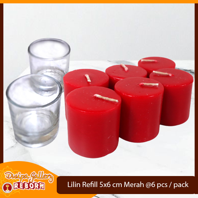 Jual Lilin Refil Merah Gelas Candle Stearin Wax Isi Ulang 5x6 cm @ 6 ...