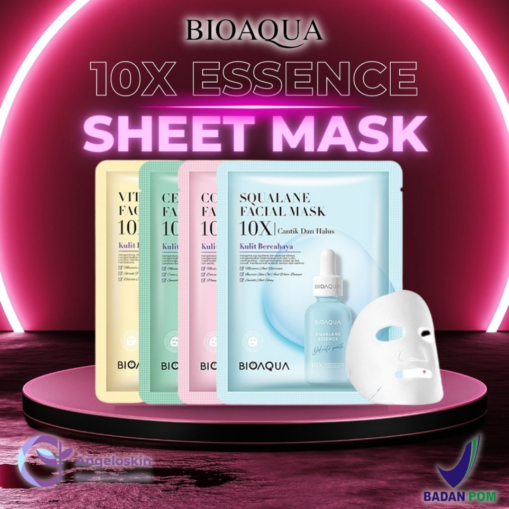 Jual ANGELO SKIN BIOAQUA 10X THE EFFECT FACIAL SHEET MASK (Squalane / Collagen / VIT C ...