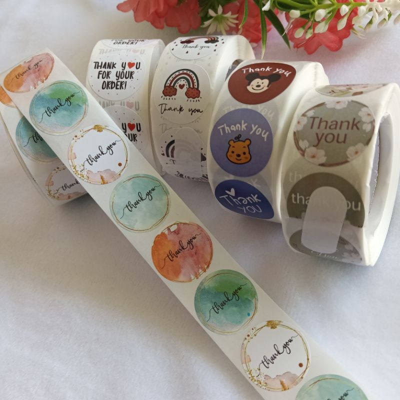 Jual Stiker Thanks you, stiker terimakasih 500pcs | Shopee Indonesia