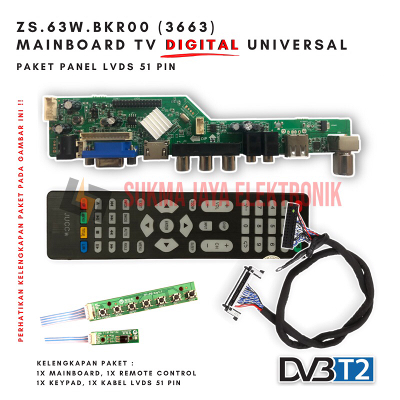 Jual PAKET PANEL BESAR - Universal LCD LED TV Board - LVDS 51 PIN ...