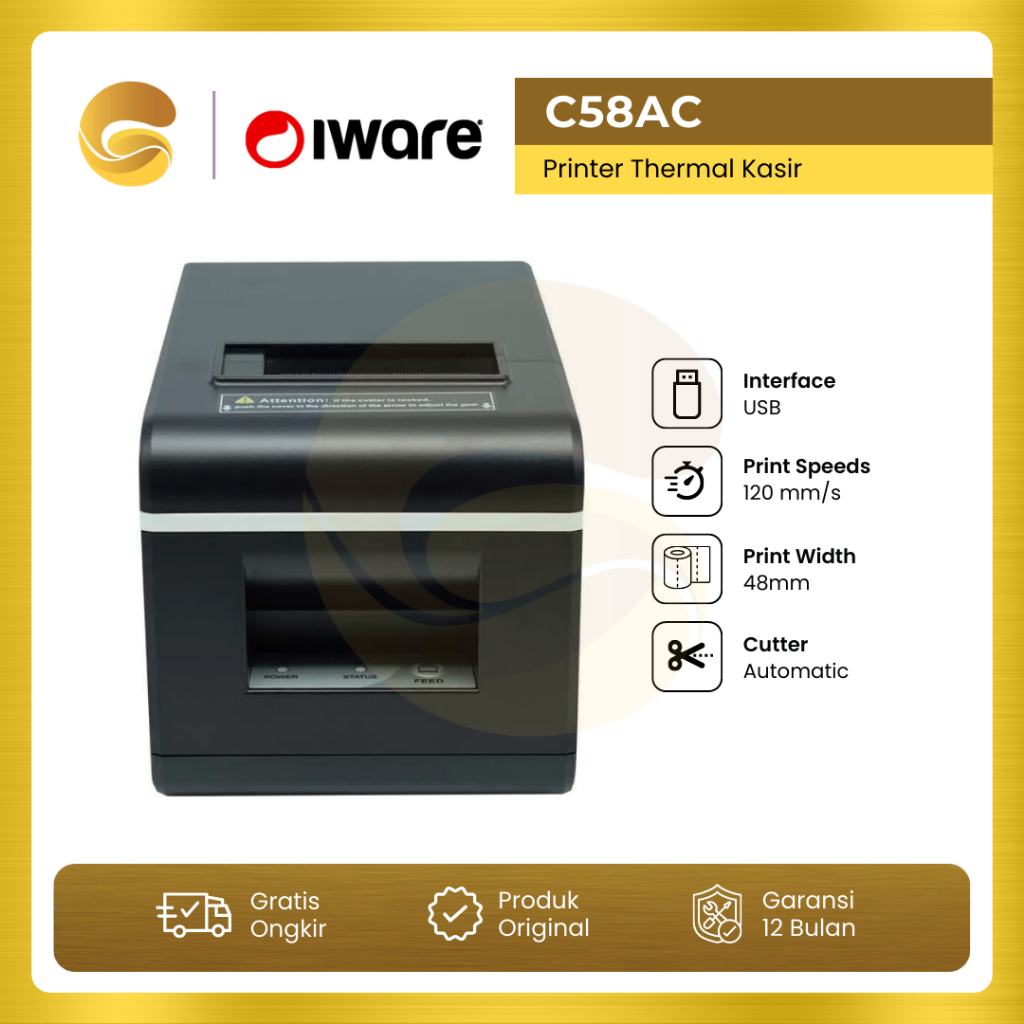 Jual IWARE Printer Kasir Thermal C58AC Auto cutter C-58AC C58-AC 58MM ...