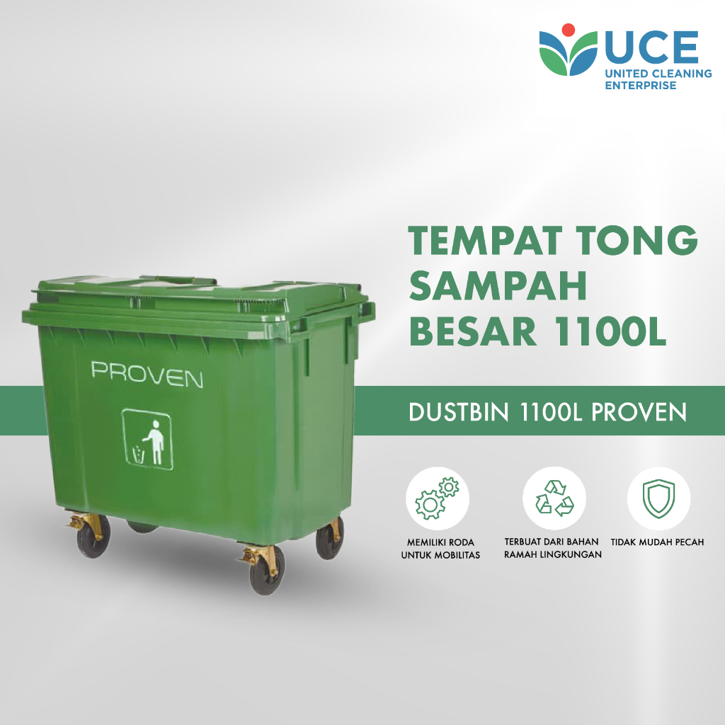 Jual PROVEN Tempat / Tong Sampah Besar / Dust BIn 1100L Plastik Sampah ...
