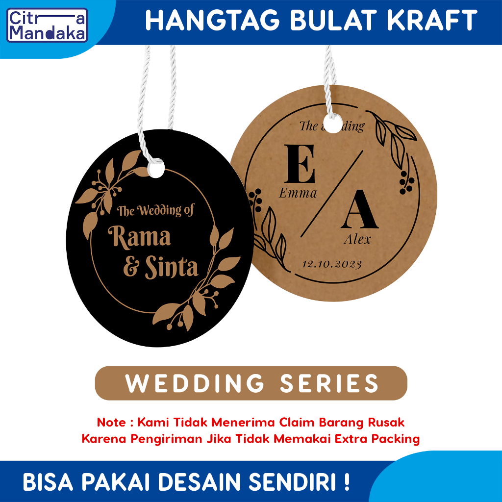 Jual Hang Tag Wedding Card Custom Kraft Paper 1 Sisi Kartu Ucapan Terima Kasih Label Kupon ...