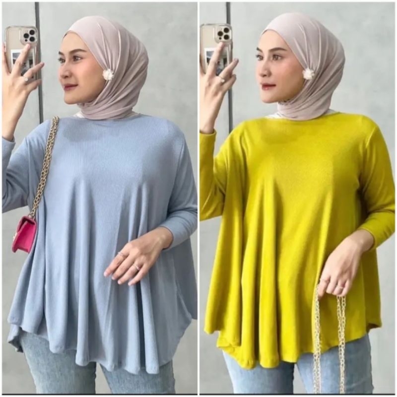 Jual ATASAN OLlVIA BLOUSE WANITA KOREA / KAOS ZAECA KNIT RIB PREMIUM ...