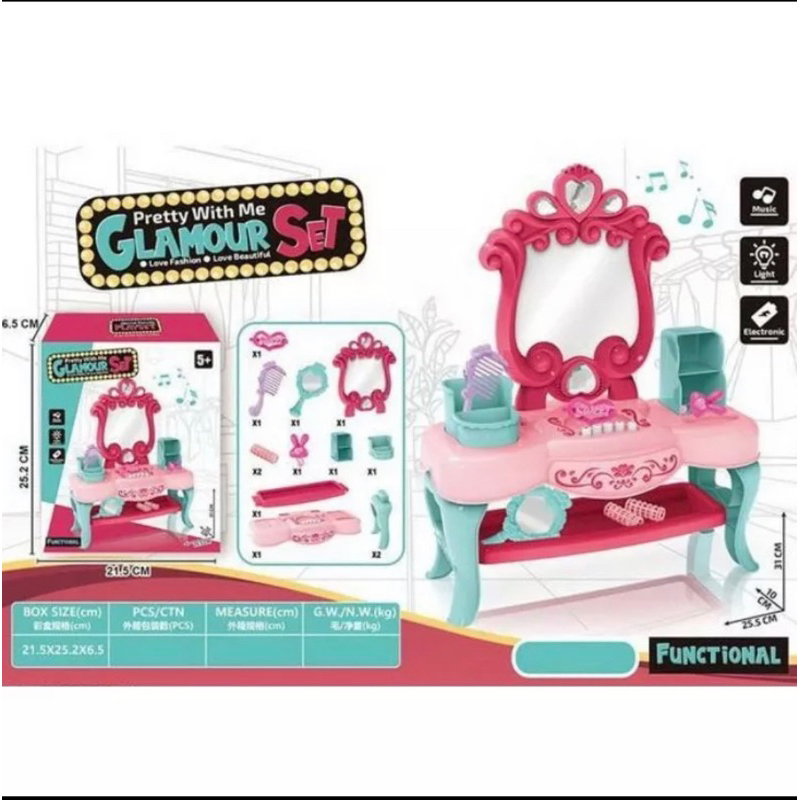 Jual Mainan Anak Perempuan Meja Rias Set dengan Musik / Meja Rias Anak ...