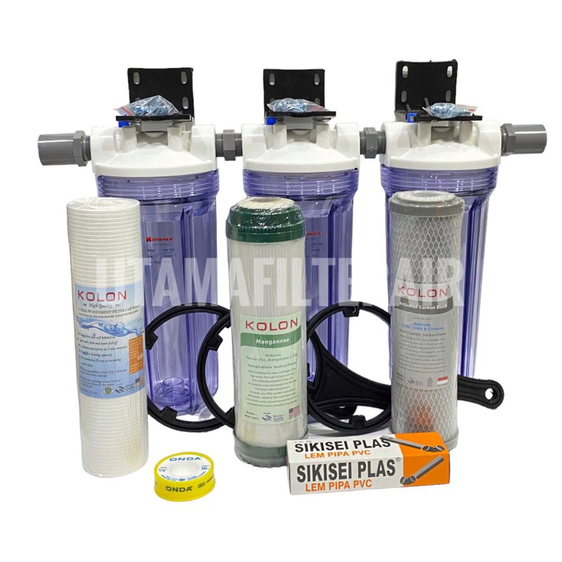 Jual Paket Tabung Housing Filter Air 3 Tahap 10” Zat Besi Kuning Bau ...