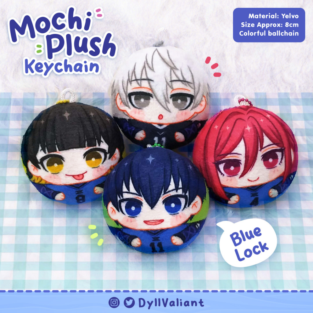 Jual Mochi plush keychain (Isagi, Bachira, Chigiri, Nagi) Blue Lock ...