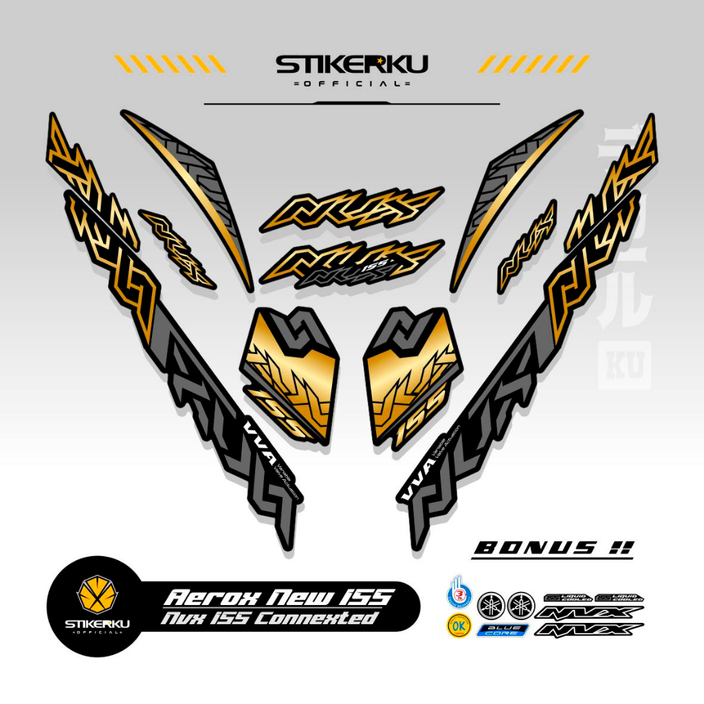 Jual STRIPING AEROX 155 NEW CONNECTED MOTIF 18 / COMBO COLOR / DASAR ...