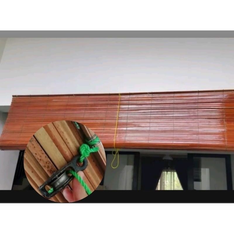 Jual tirai keray bambu sawit outdoor uk 2,5m x 2,5m + tali penggung katrol besi asli | Shopee ...