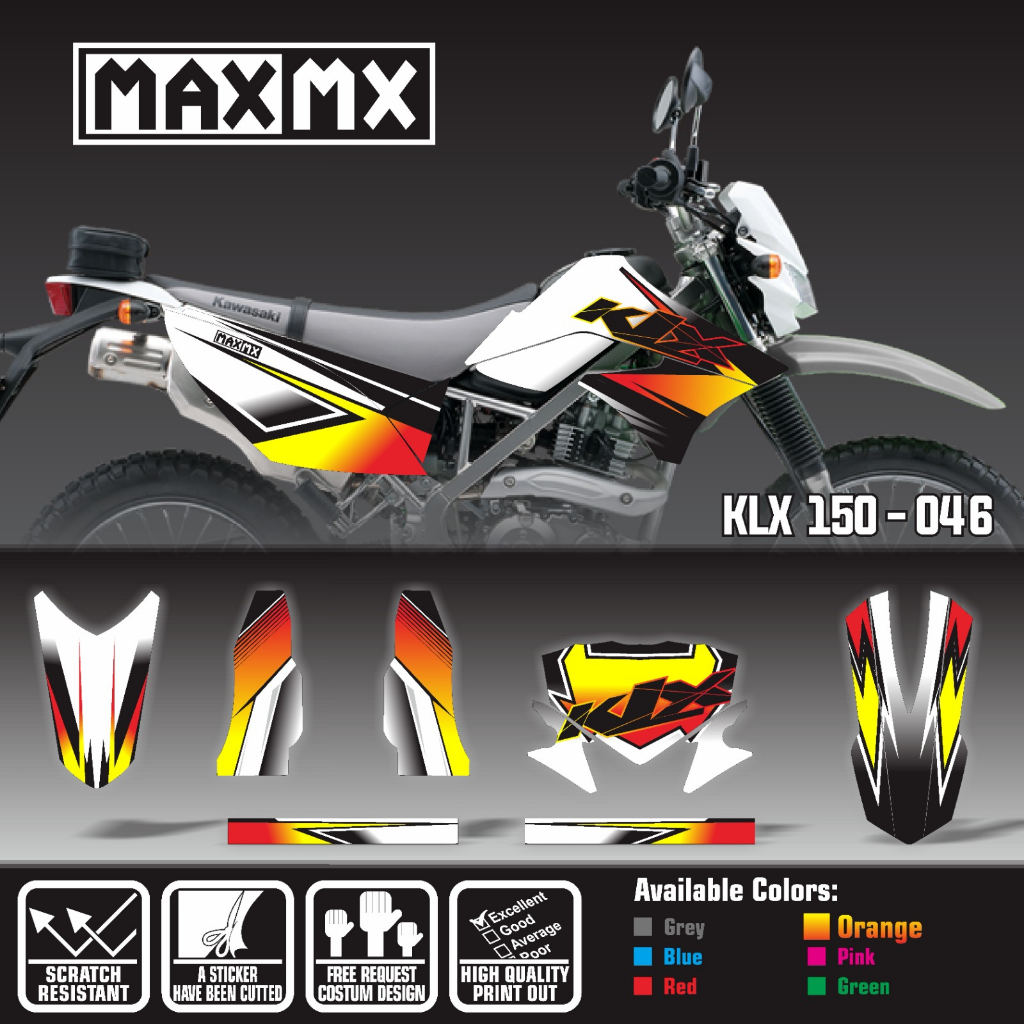 Jual decal stiker fullbody keren klx 150 old motif gradsi oren kuning ...