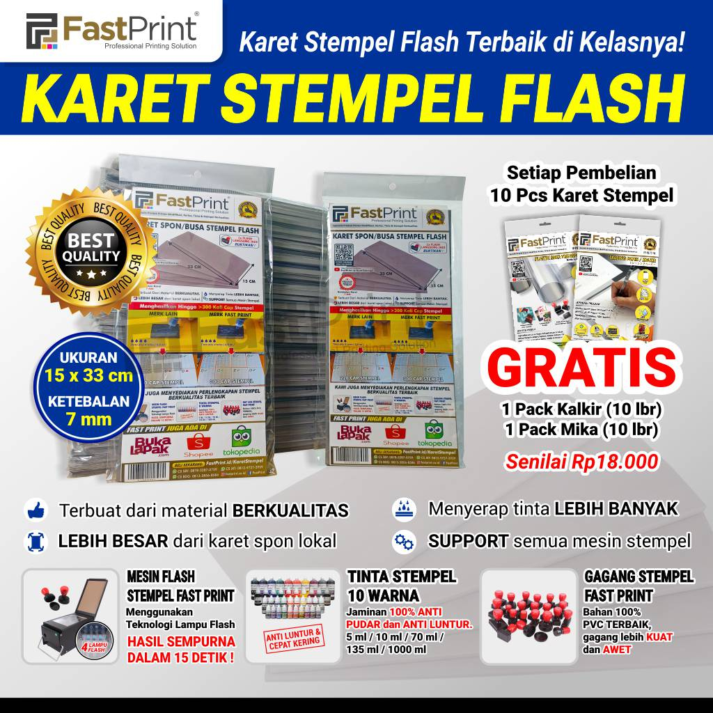 Jual Fast Print Karet Stempel Flash Warna 15X33CM Lembaran | Shopee ...