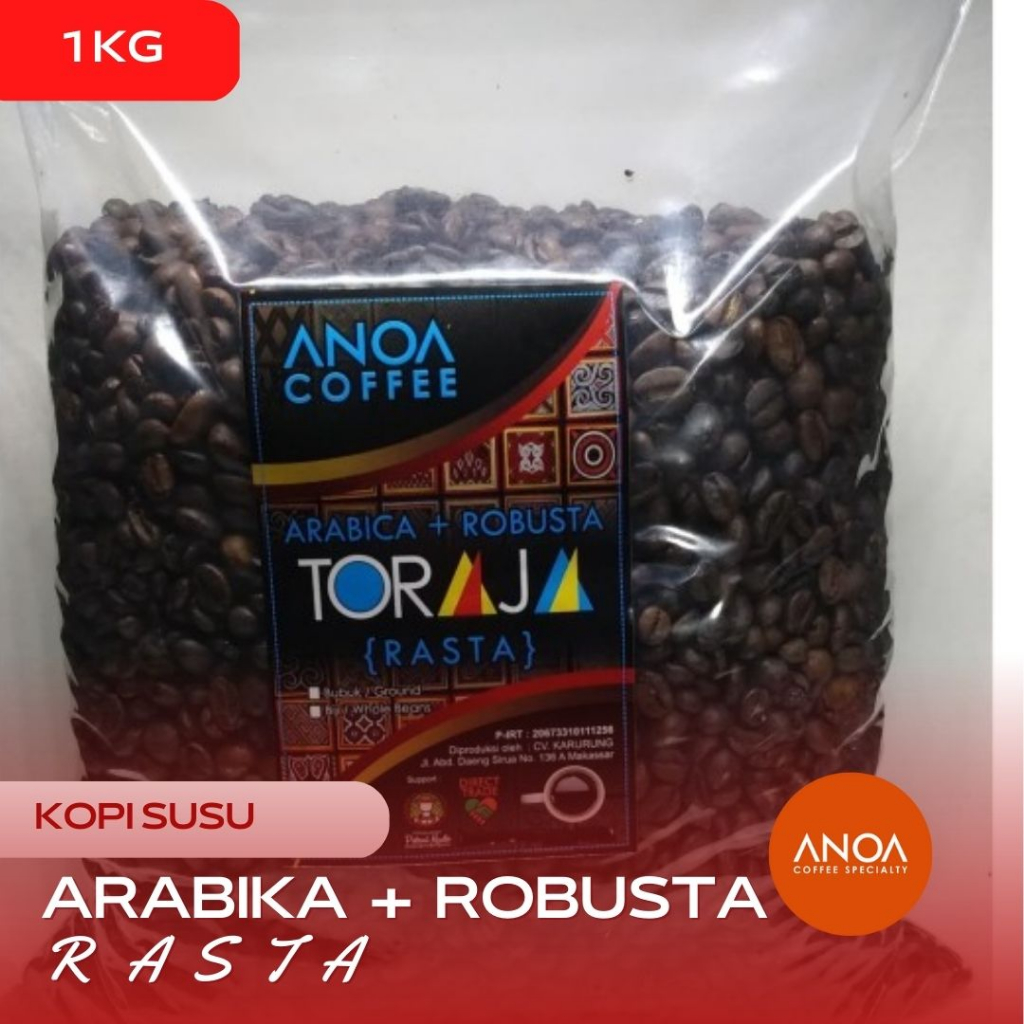 Jual ANOACO COFFEE ROASTERY KOPI ARABIKA+ROBUSTA RASTA PLASTIK 1000GR ...