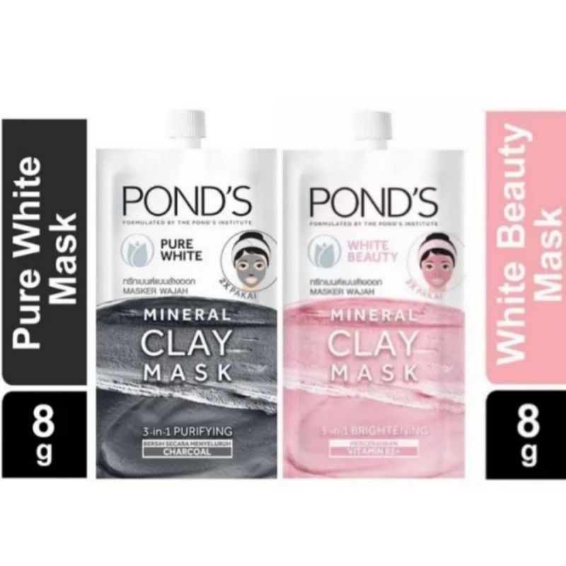 Jual Pond's pure white mineral clay mask 8g | Shopee Indonesia