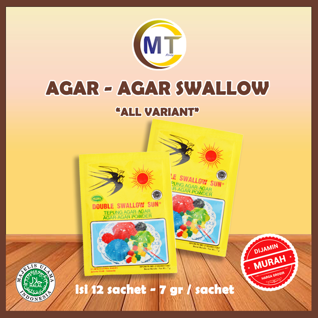 Jual Agar Agar Swallow 12 sachet 1 pack Tepung Agar Agar Double Swallow ...